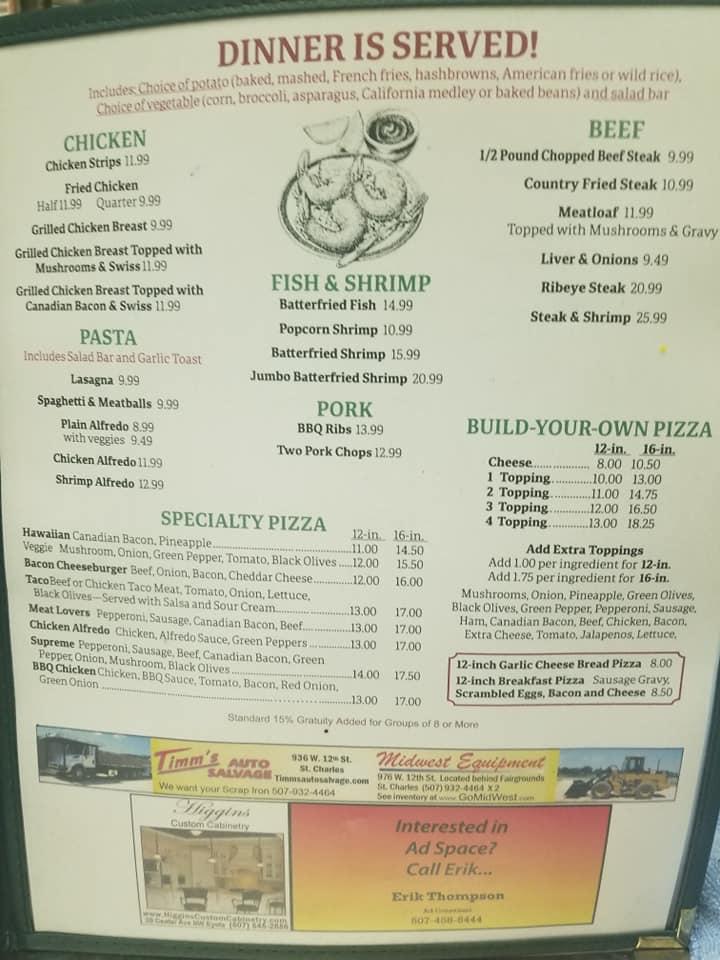 Menu at Blue Collar Cafe, Eyota