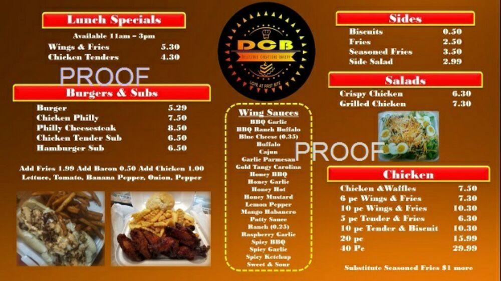 Menu at Delicious Creations Bakery, Plantation