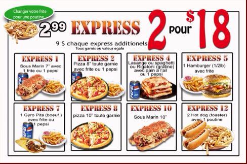 Menu at Duo Pizza Inc pizzeria, Brossard