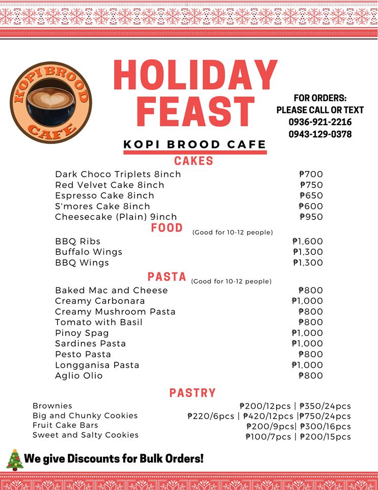 Menu at Kopi Brood Cafe, Malolos, Luisa St