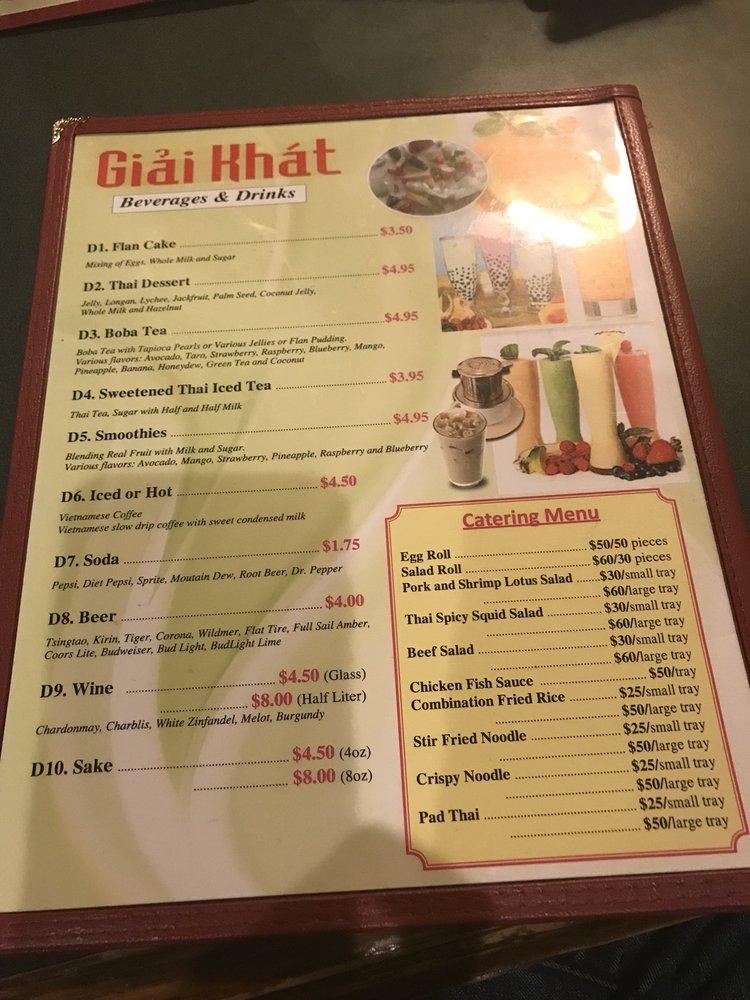 Menu at Pho Sen restaurant, Vancouver