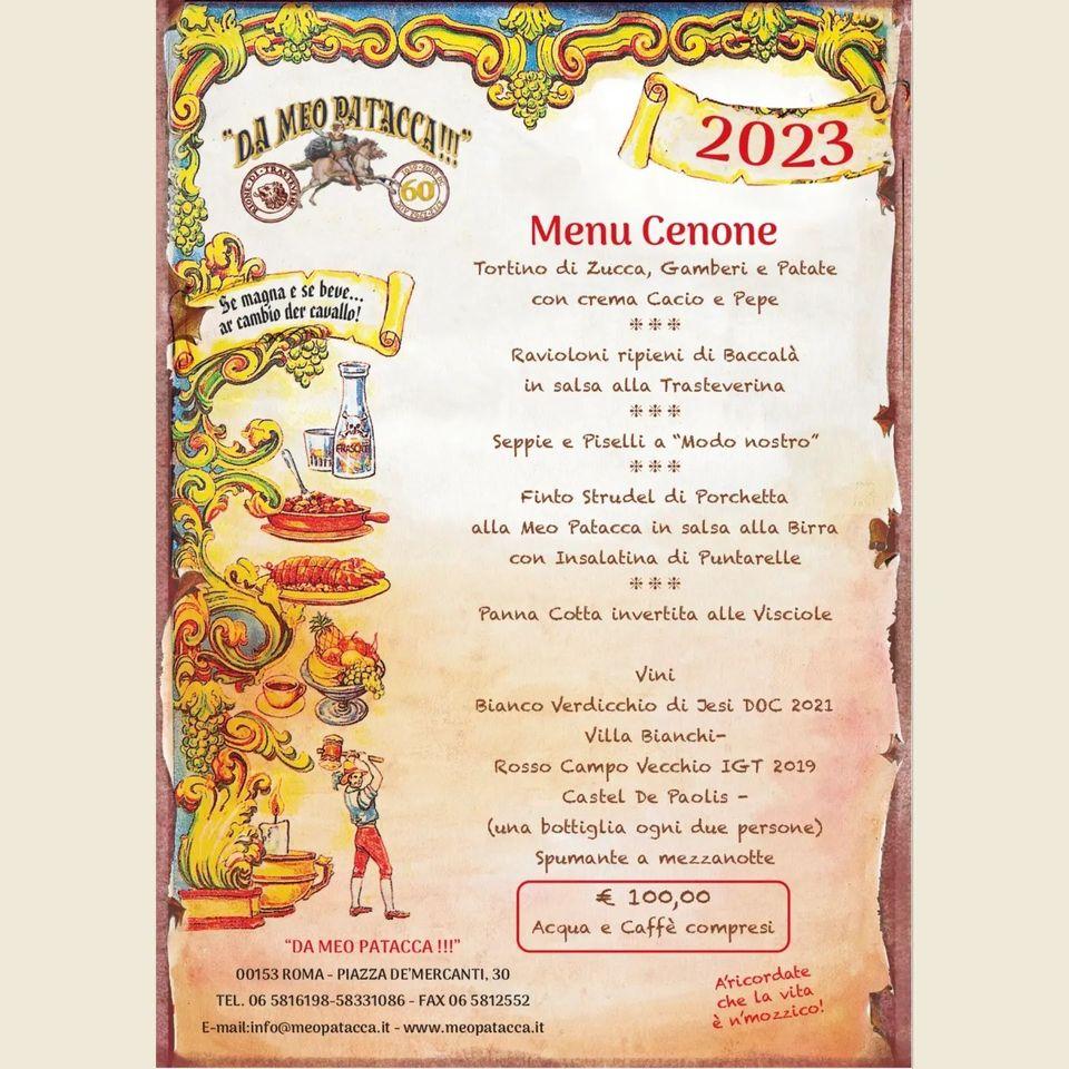 Menu at Ristorante Da Meo Patacca, Rome