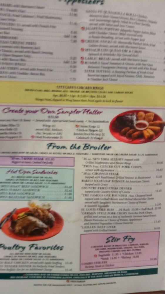 Menu at City Cafe Diner, Chattanooga, Lee Hwy
