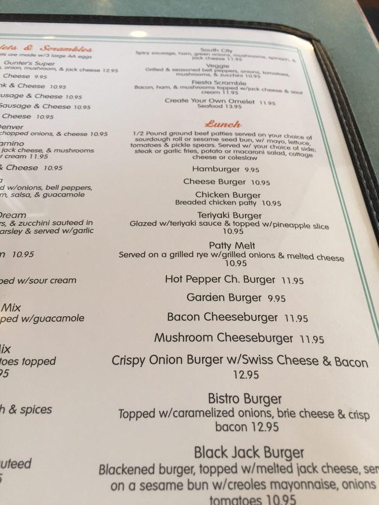 Menu at Gunter's Restaurant, South San Francisco