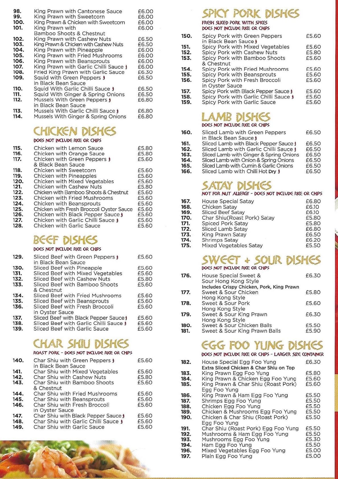Menu at Golden Chopsticks Chinese Restaurant & Takeaway, Middlesbrough