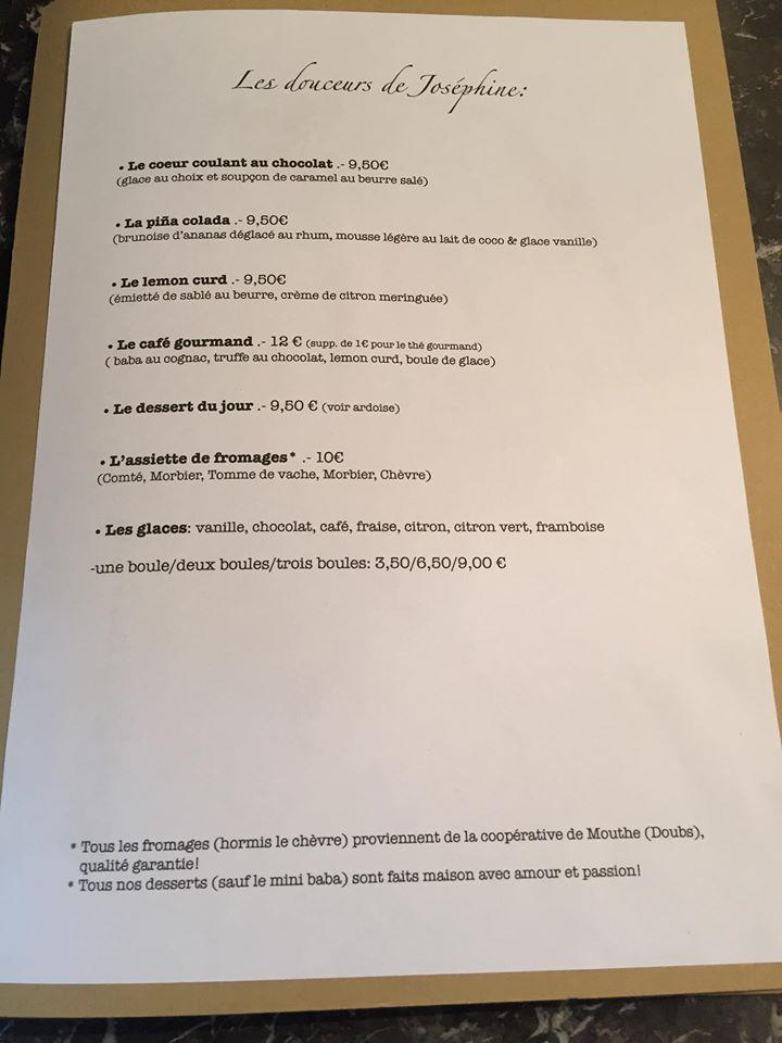 Menu au Hôtel Napoléon pub et bar, Île-d'Aix