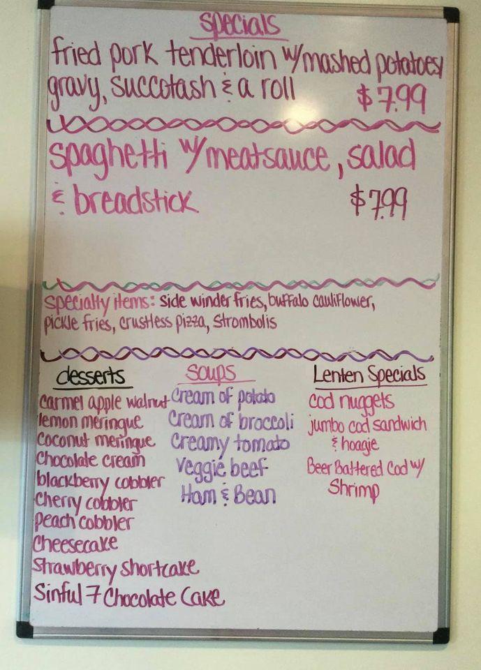 Menu at Janet's Diner restaurant, Dillsboro