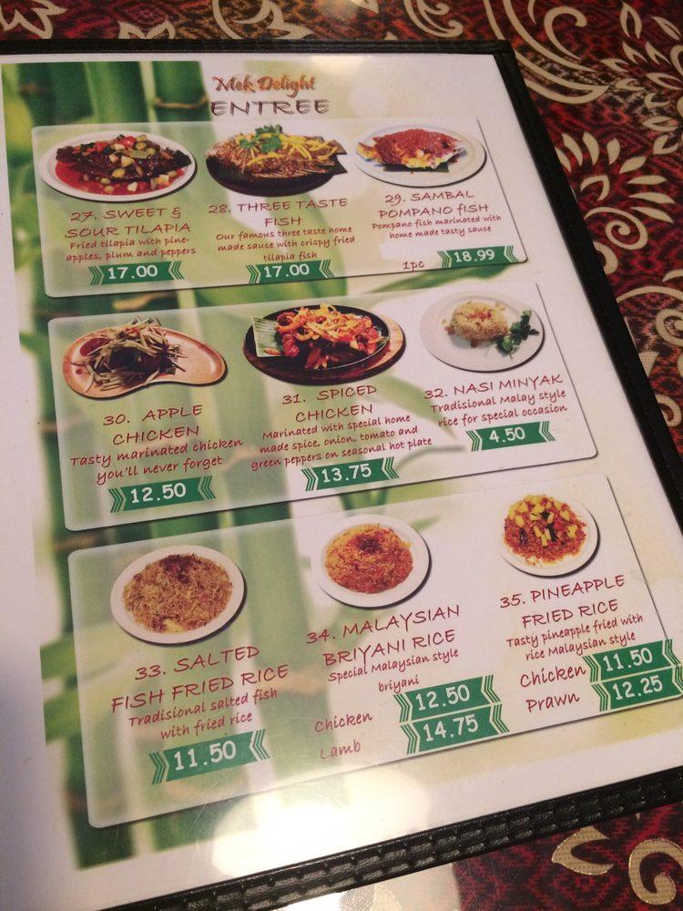 Menu at Mek's Delight restaurant, Surrey