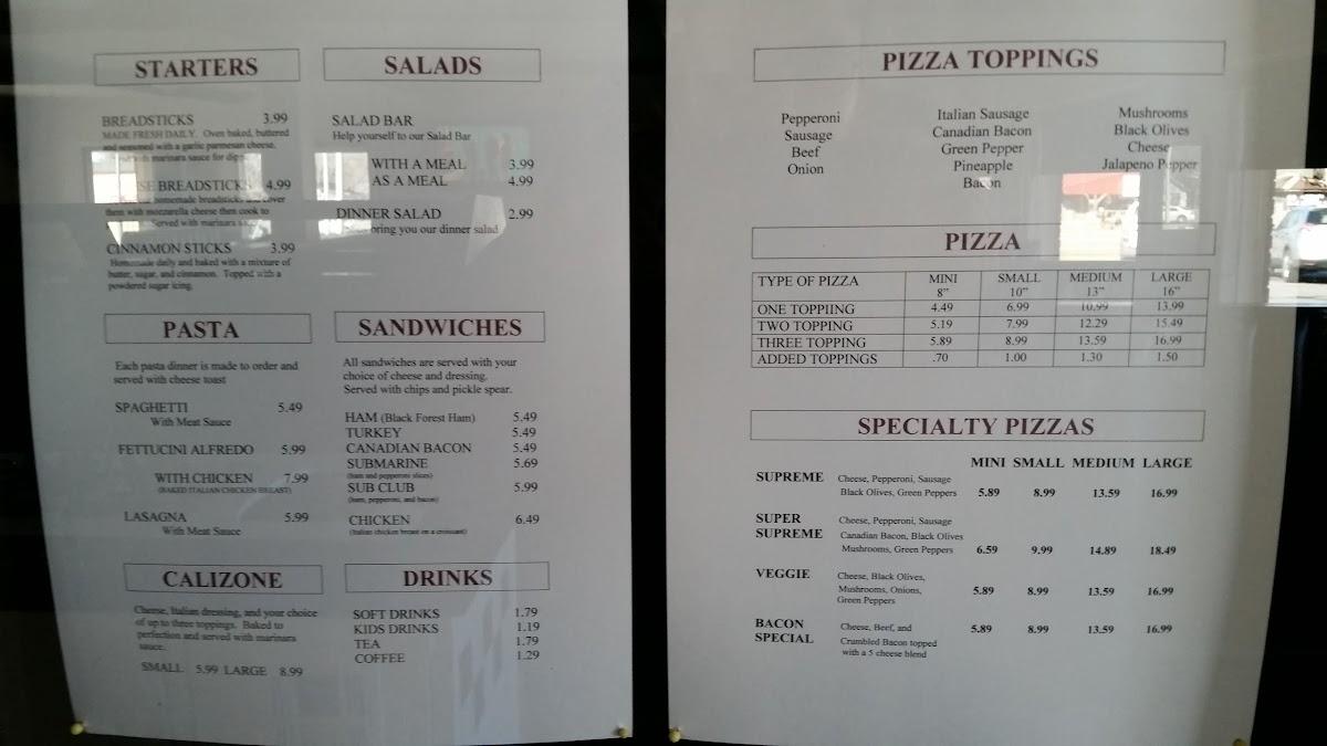 Menu at Mr B's Pizza pizzeria, Stilwell