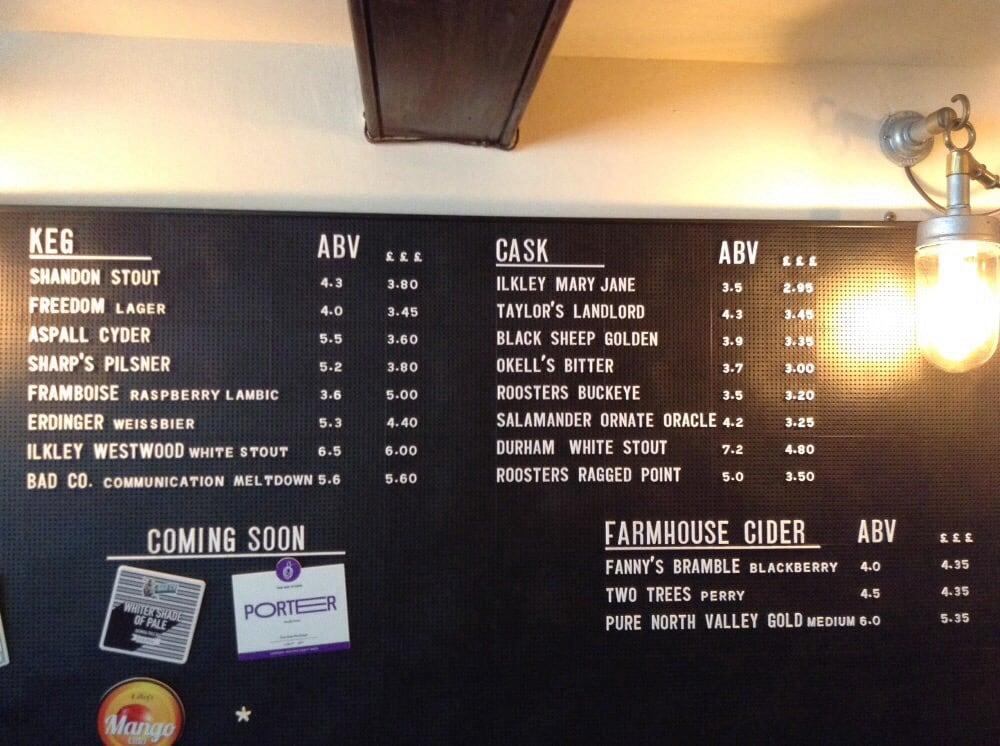 Menu at The Narrow Boat pub & bar, Skipton