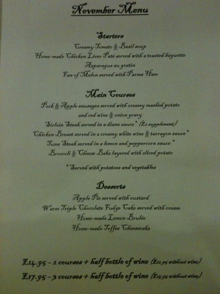 Menu at Nine cafe, Baildon