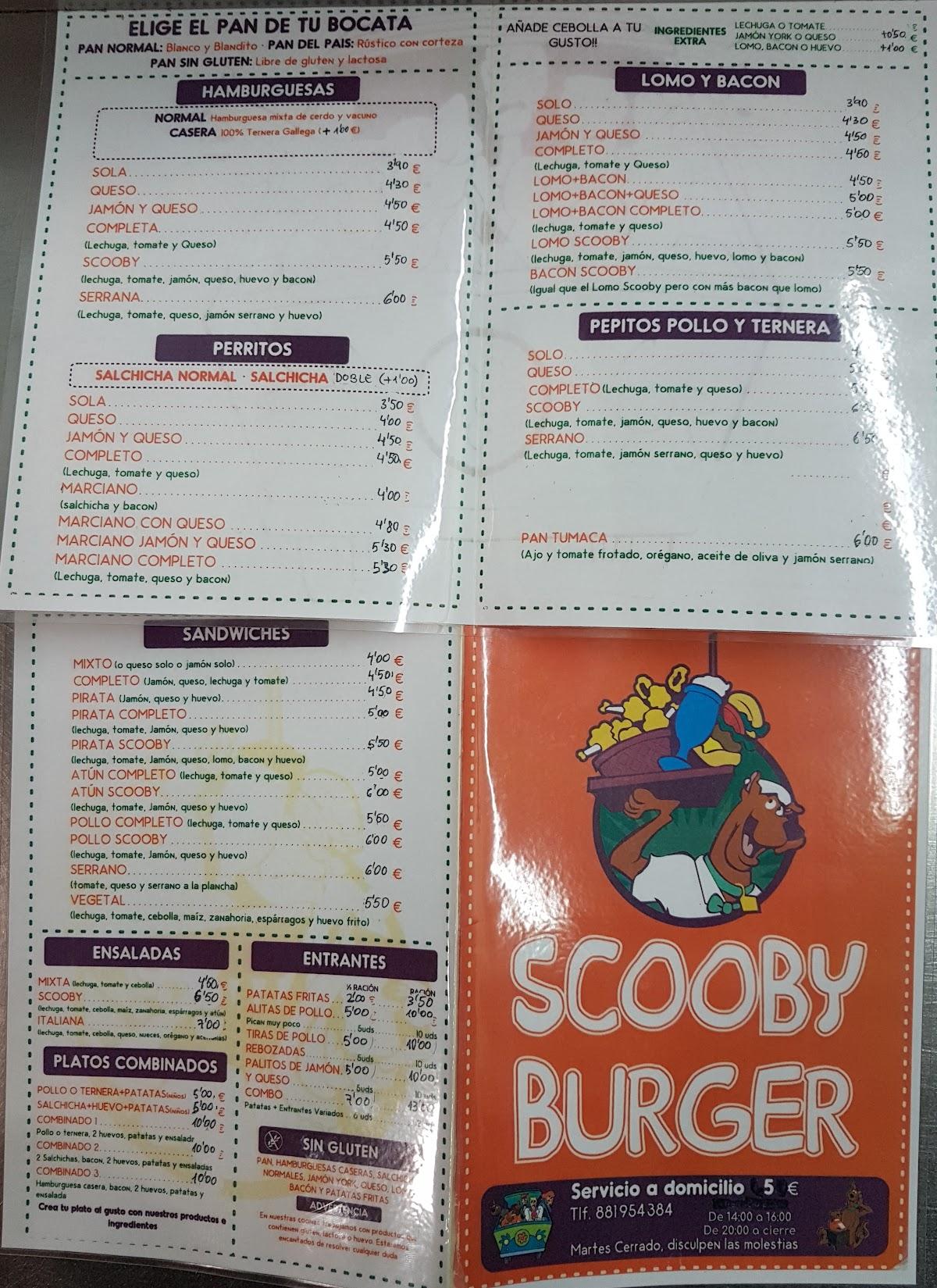 Menu at Scooby Burger de Ferrol restaurant, Ferrol