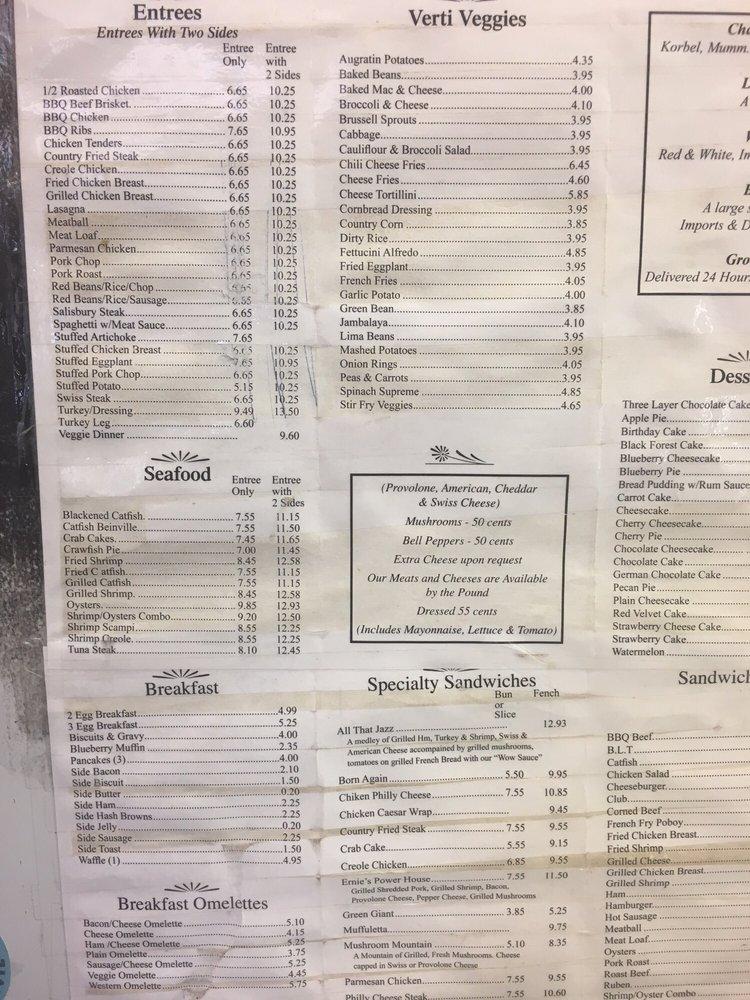 Menu at Verti Marte restaurant, New Orleans