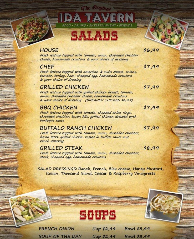 Menu at The Original Ida Tavern pub & bar, Ida