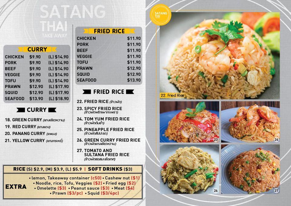 Menu at Satang Thai Takeway fast food, Haymarket, 20 Quay St
