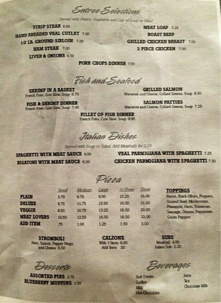 Menu at Shay's Restaurant, Cleveland