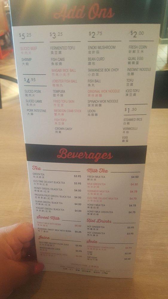 Menu at Boiling Point restaurant, Tukwila
