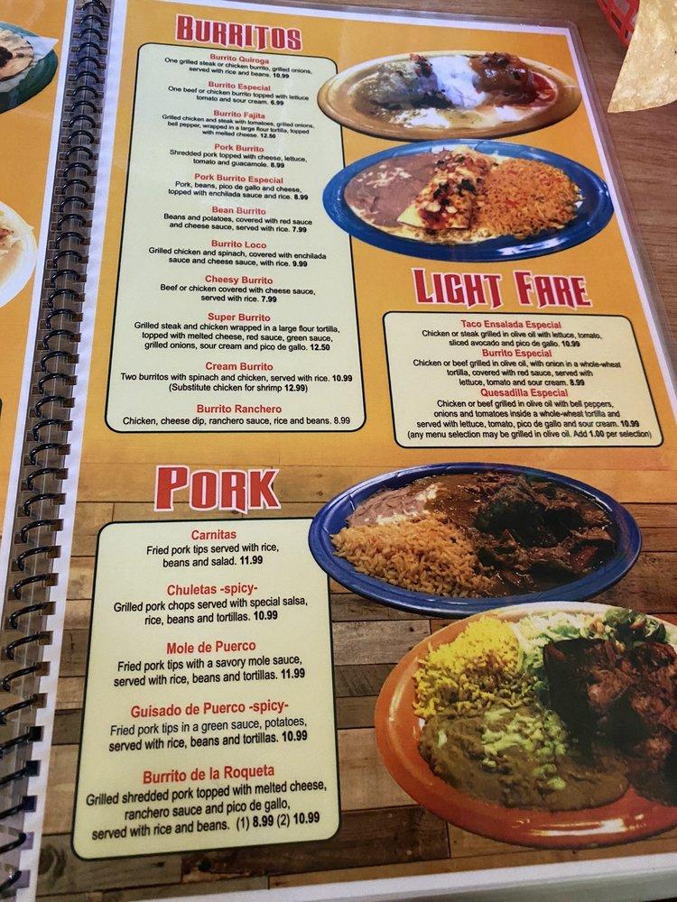 Menu at Janitzio Mexican Restaurant, Hendersonville, Spartanburg Hwy
