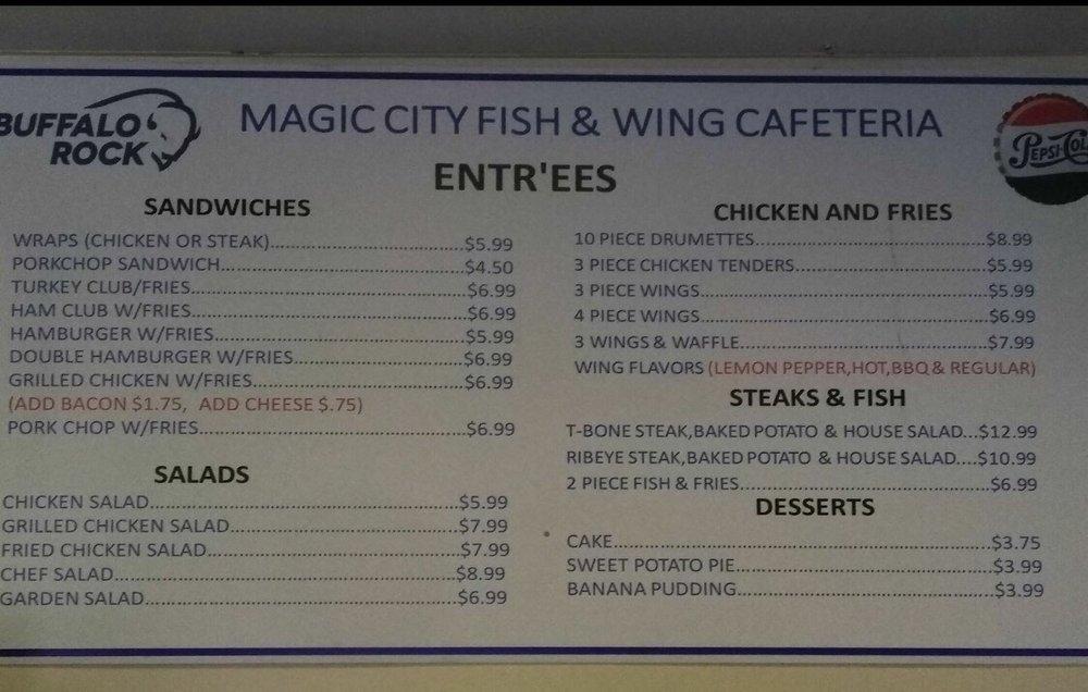 Menu at Magic City Fish and Wing Cafeteria, Hueytown
