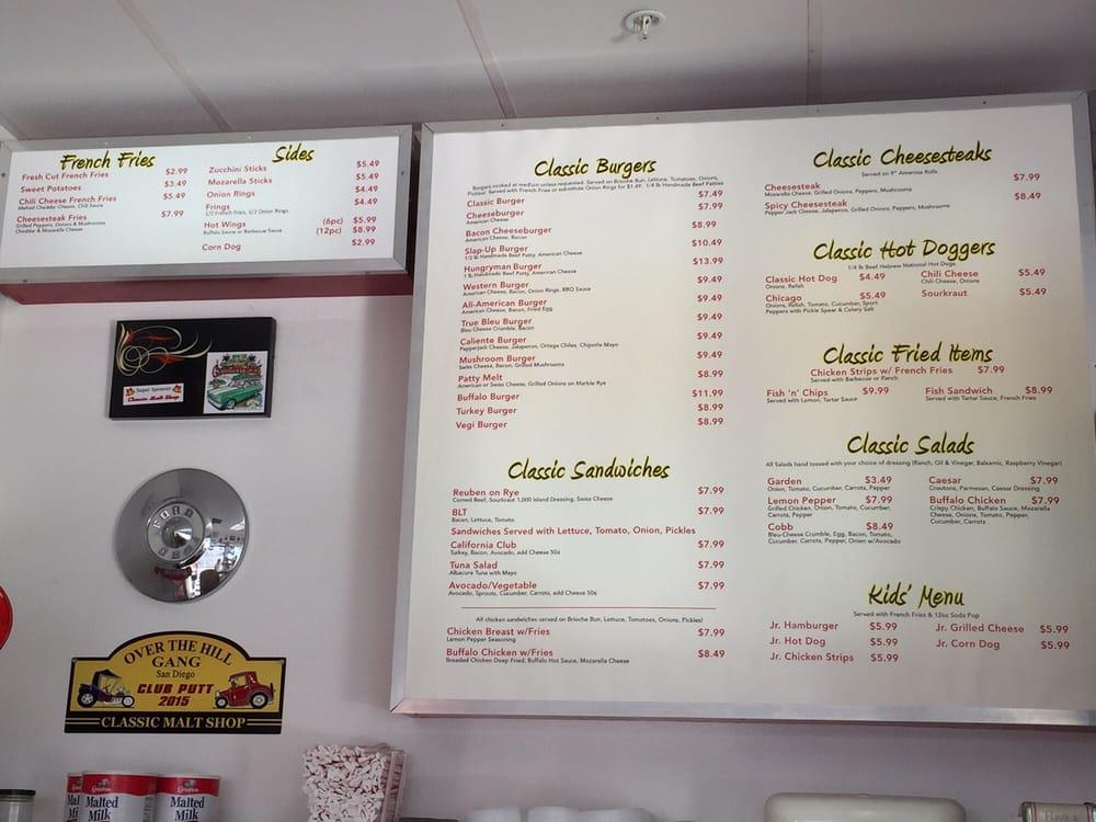 Menu at Midway Classic Malt Shop restaurant, San Diego, Midway Dr Suite B