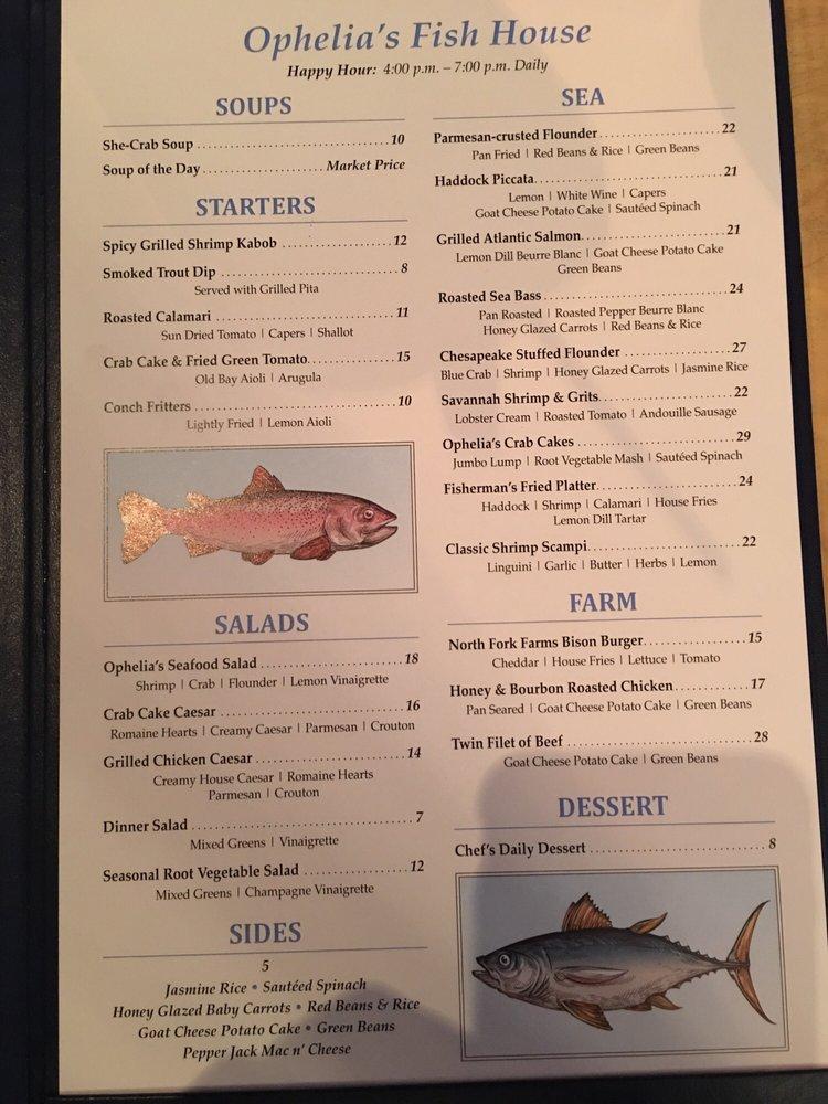 Carta de Ophelia’s Fish House & Oyster Bar, Washington D. C.
