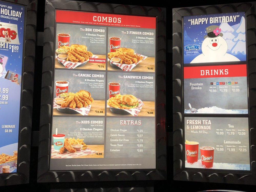Menu at Raising Cane's Chicken Fingers fast food, Houston, Wallisville Rd