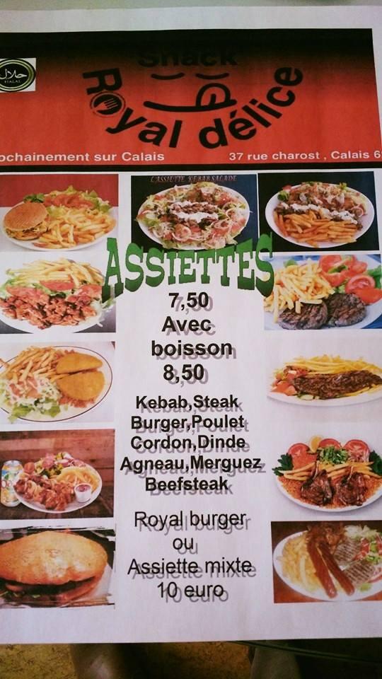 Menu at Snack Royal Délice restaurant, Calais