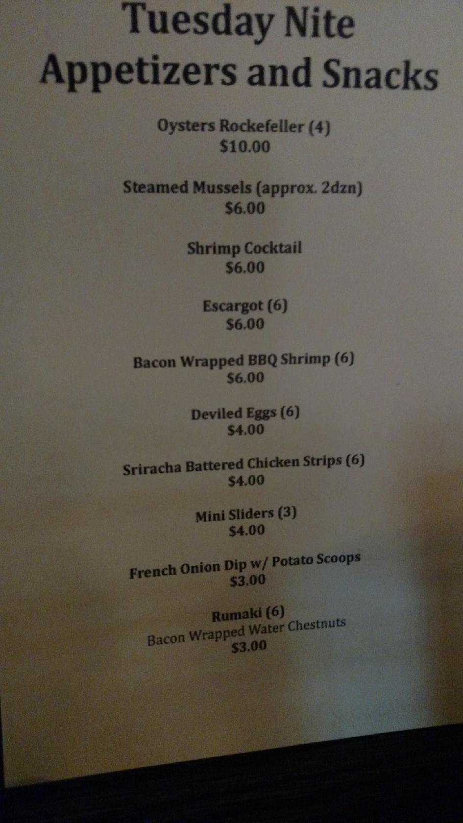 Menu at The Elbow Room steakhouse, Manitowoc