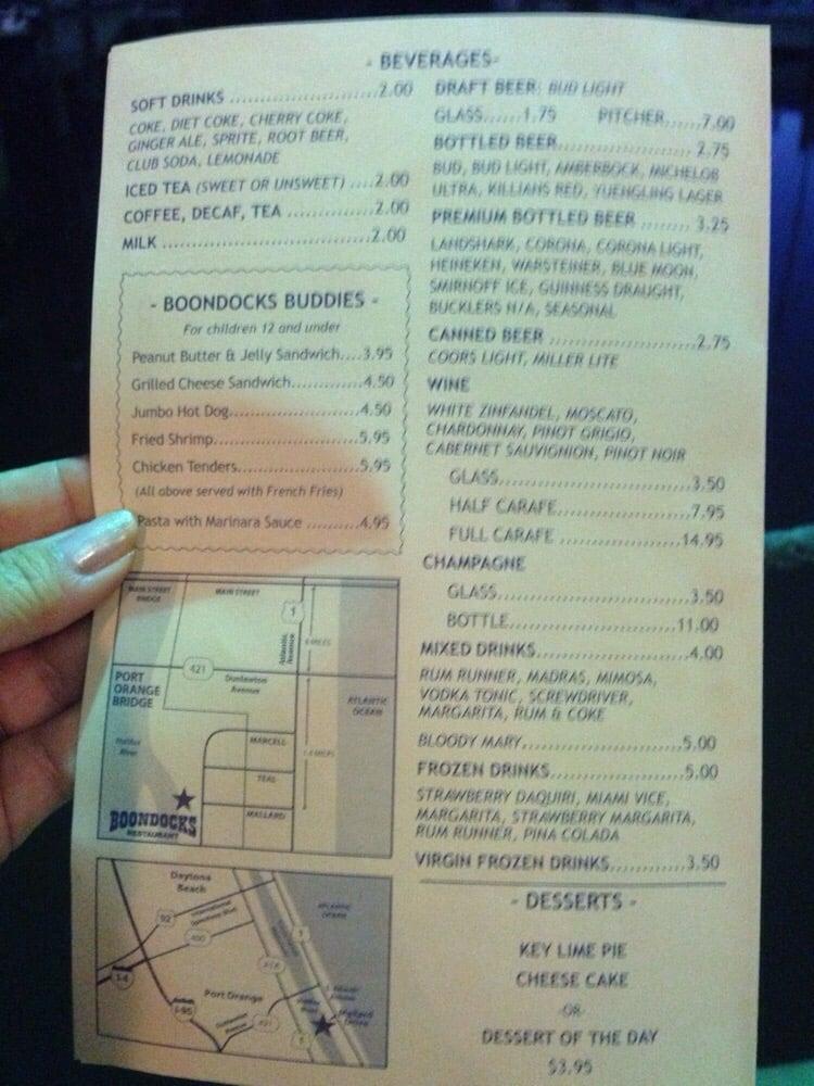 Menu at Boondocks Restaurant, Port Orange