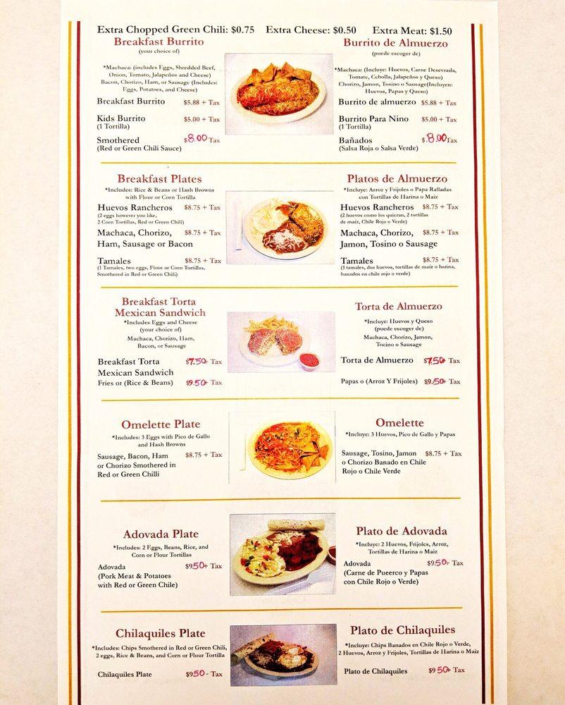 Menu at Doña Maria restaurant, Farmington
