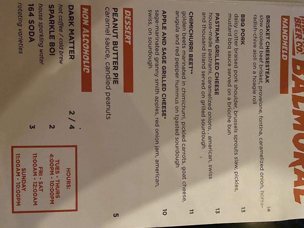 Menu at Half Acre Beer pub & bar, Chicago