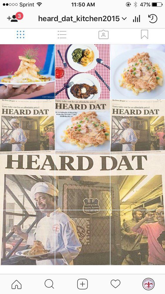 Menu at Heard Dat Kitchen restaurant, New Orleans