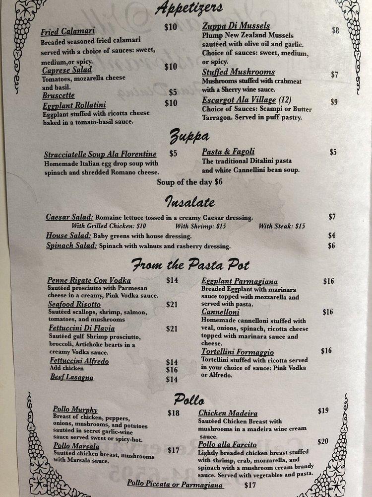 Menu at Italian Village Restaurant, Midland, W Wadley Ave Ste 1