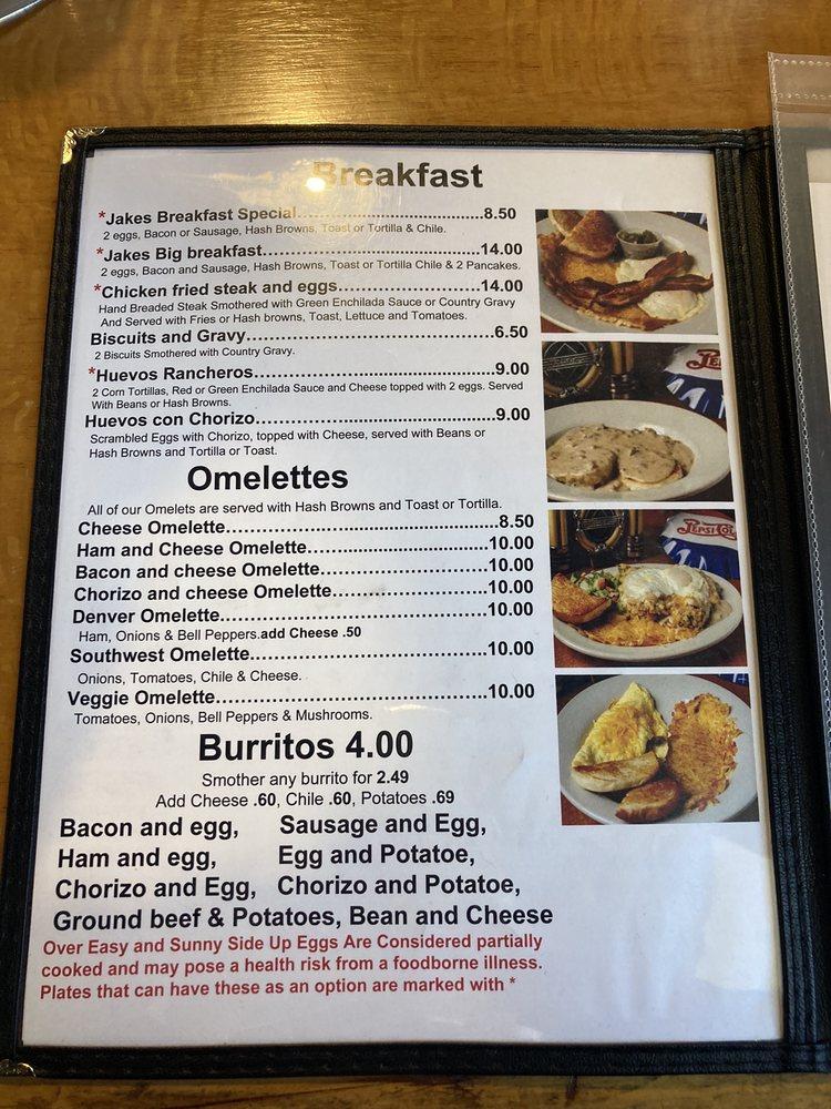 Menu at Jake's Cafe, Las Cruces, E Lohman Ave