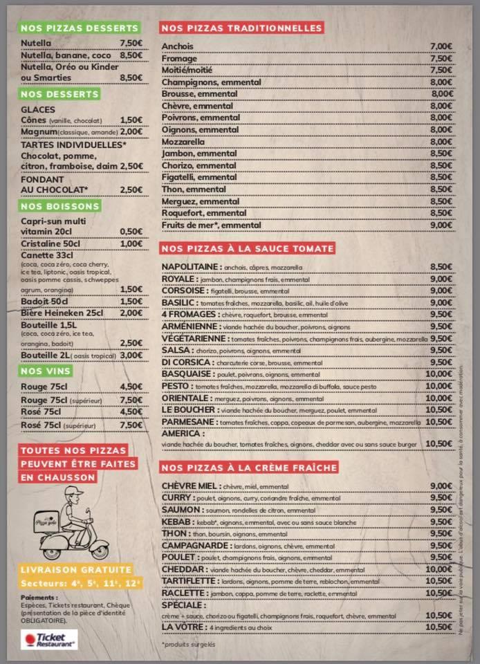 Menu at Yolo restaurant, Marseille