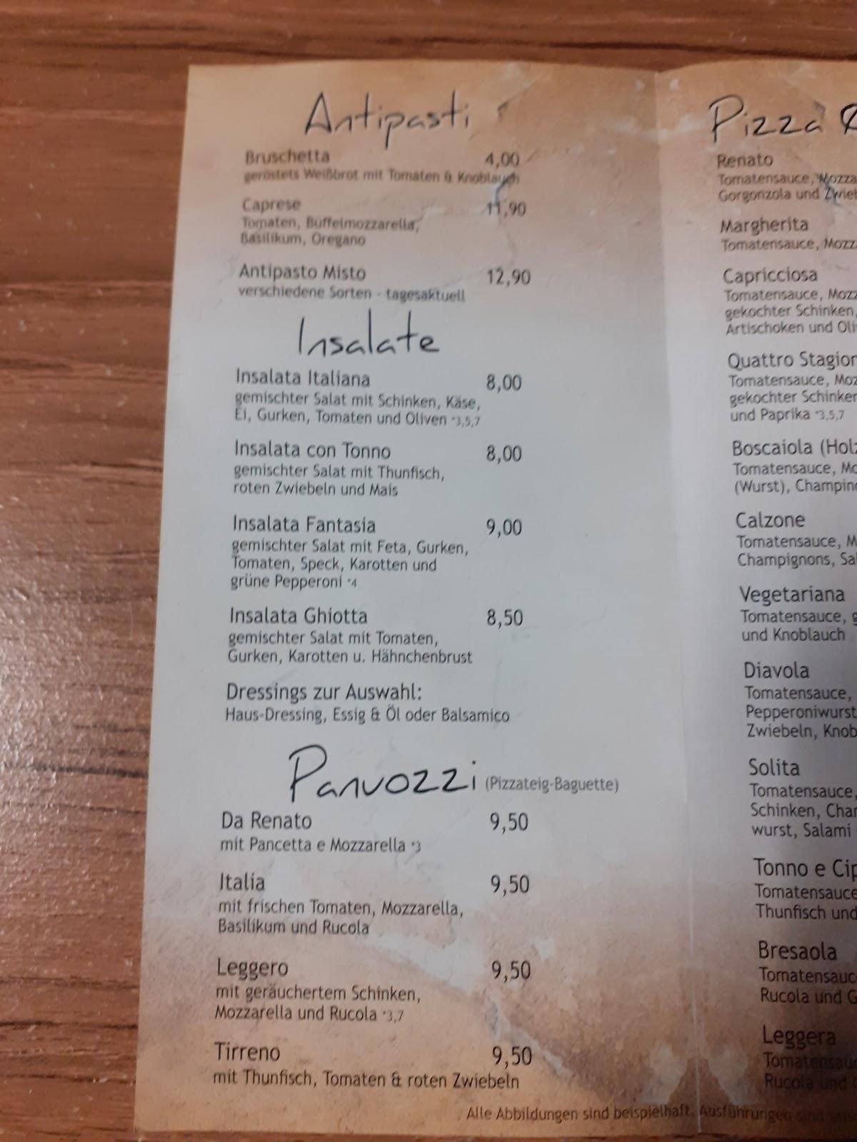 Speisekarte von Pizzeria da Renato, Mücke