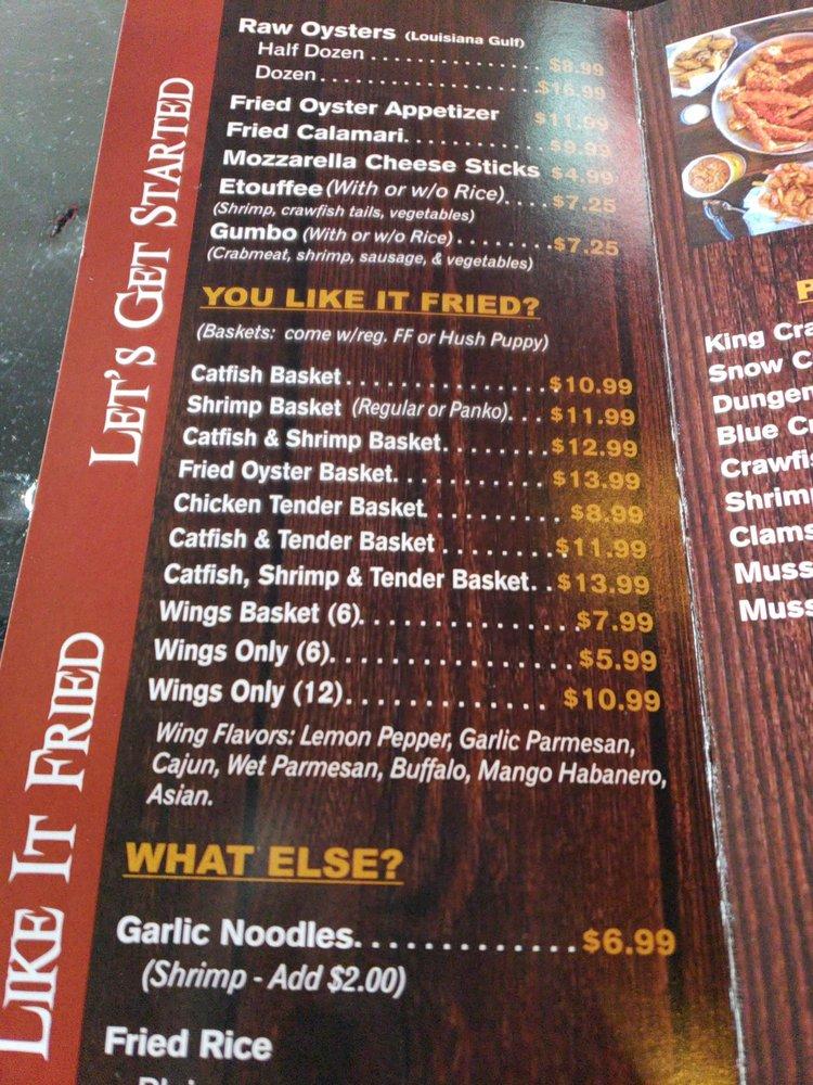 Menu at Red Claws Crab Shack pub & bar, Dallas