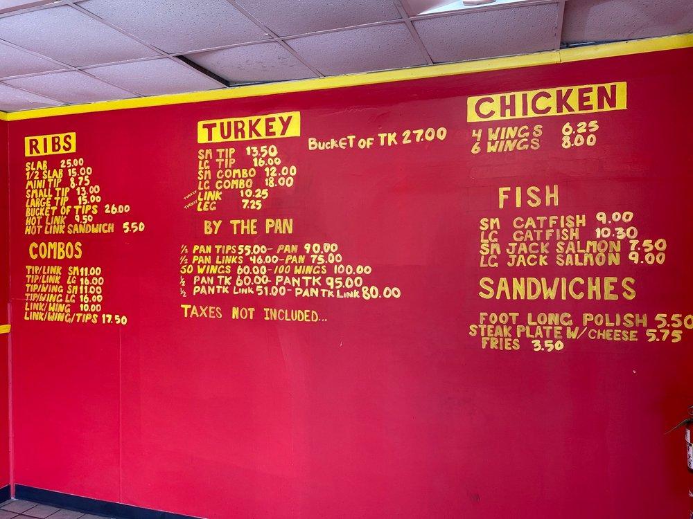 Menu at Sunny's Bar B Que, South Holland