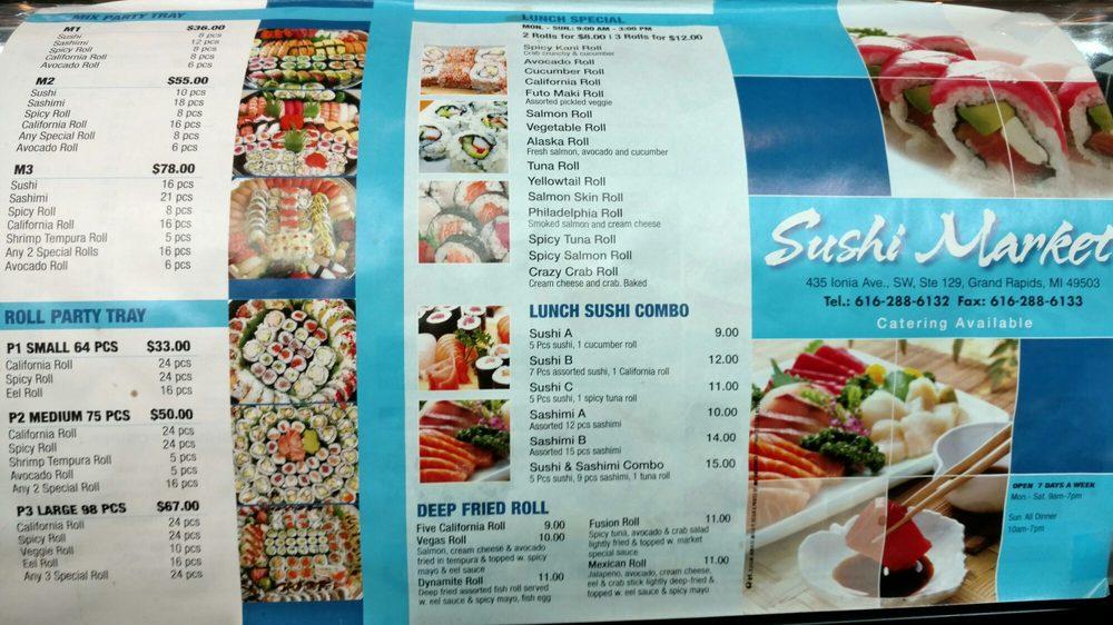 Menu at Sushi Market restaurant, Grand Rapids