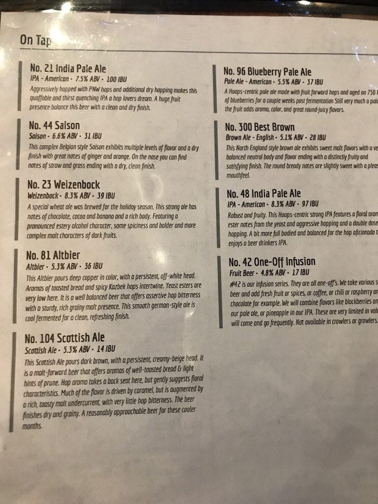 Menu at Hoops Brewing pub & bar, Duluth