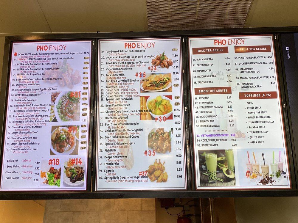 Menu at PHO ENJOY restaurant, San Jose