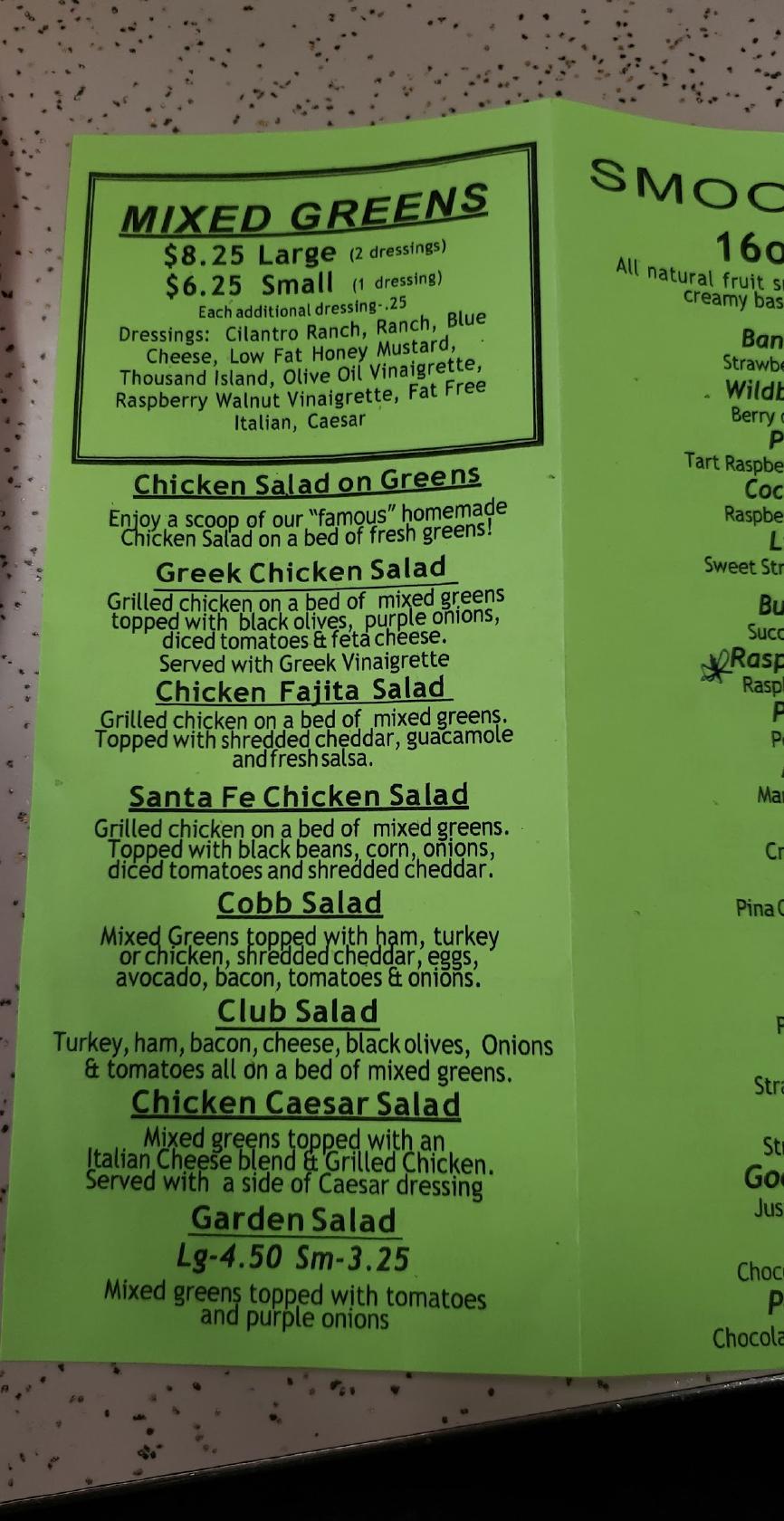 Menu at Gidgets Sandwich Shack restaurant, Wichita Falls