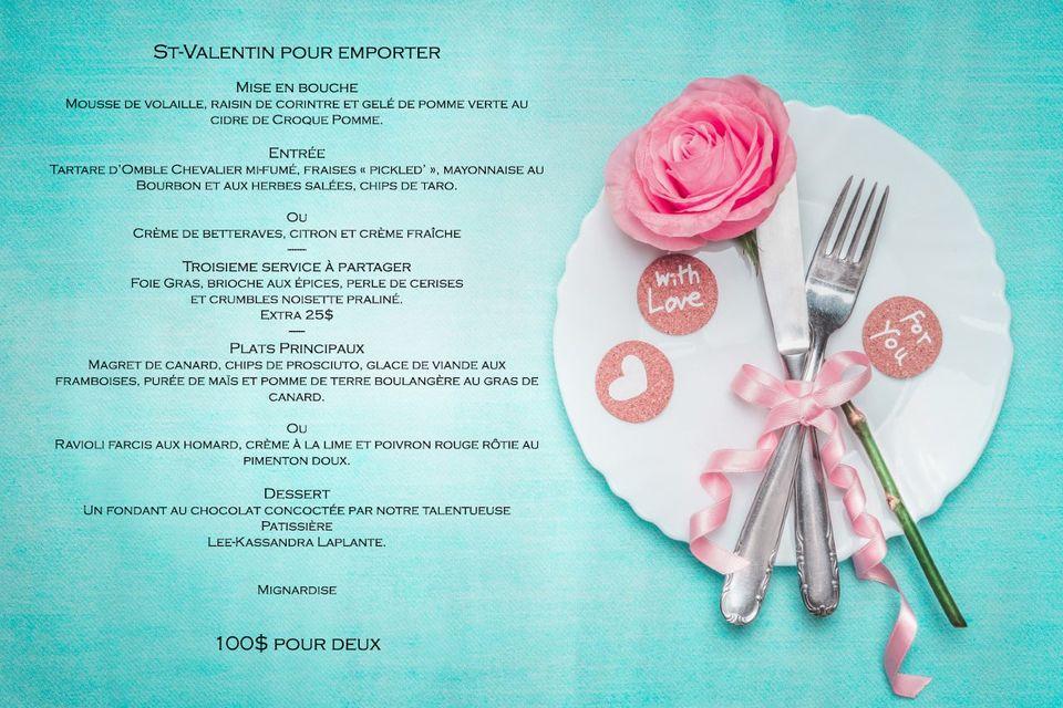 Menu at Napoléon restaurant, Montebello