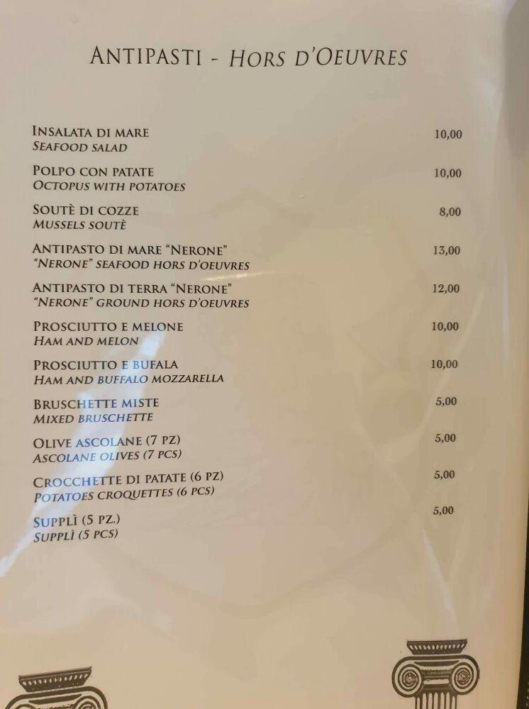 Menu at Osteria da Nerone desserts, Bracciano