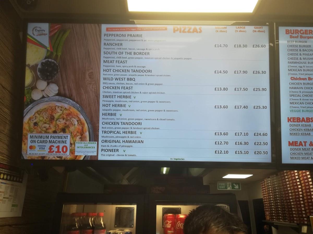 Menu at Snoopy Pizza fast food, Bournemouth