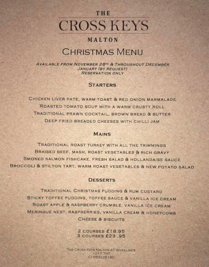 Menu at The Cross Keys Dinner by Uovo pub & bar, Malton