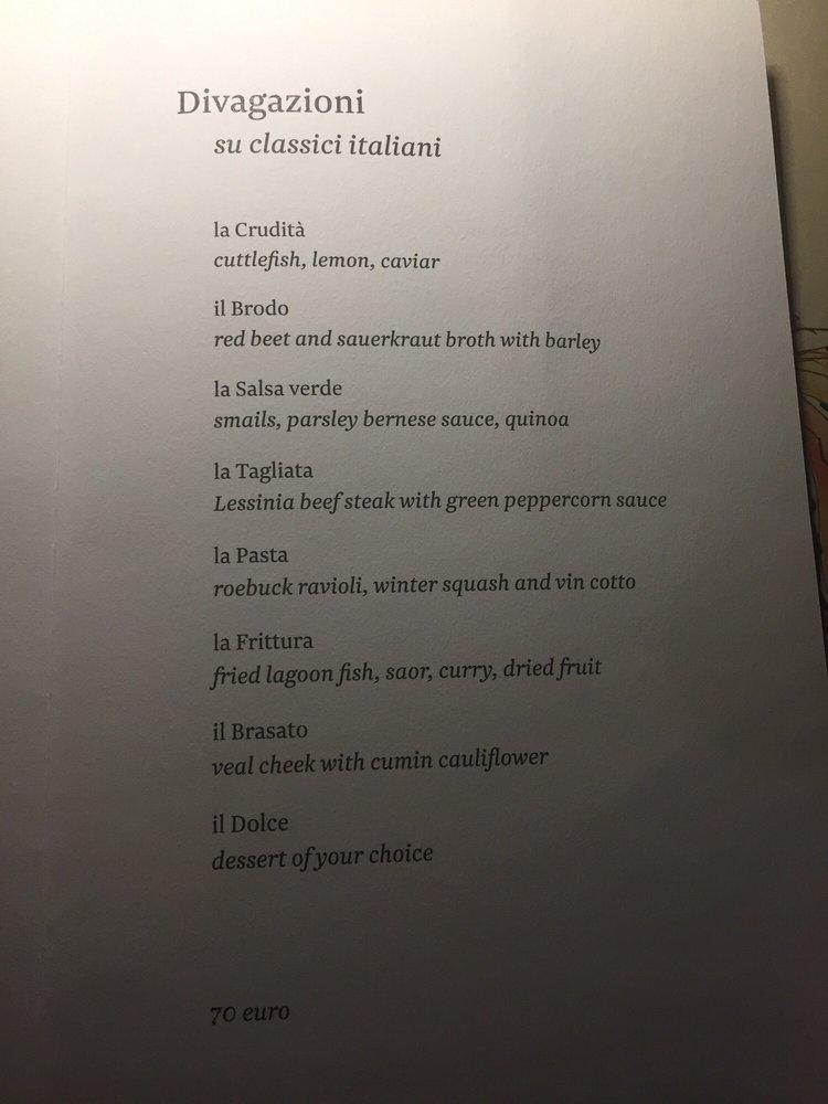 Menu da 12 Apostoli ristorante, Verona
