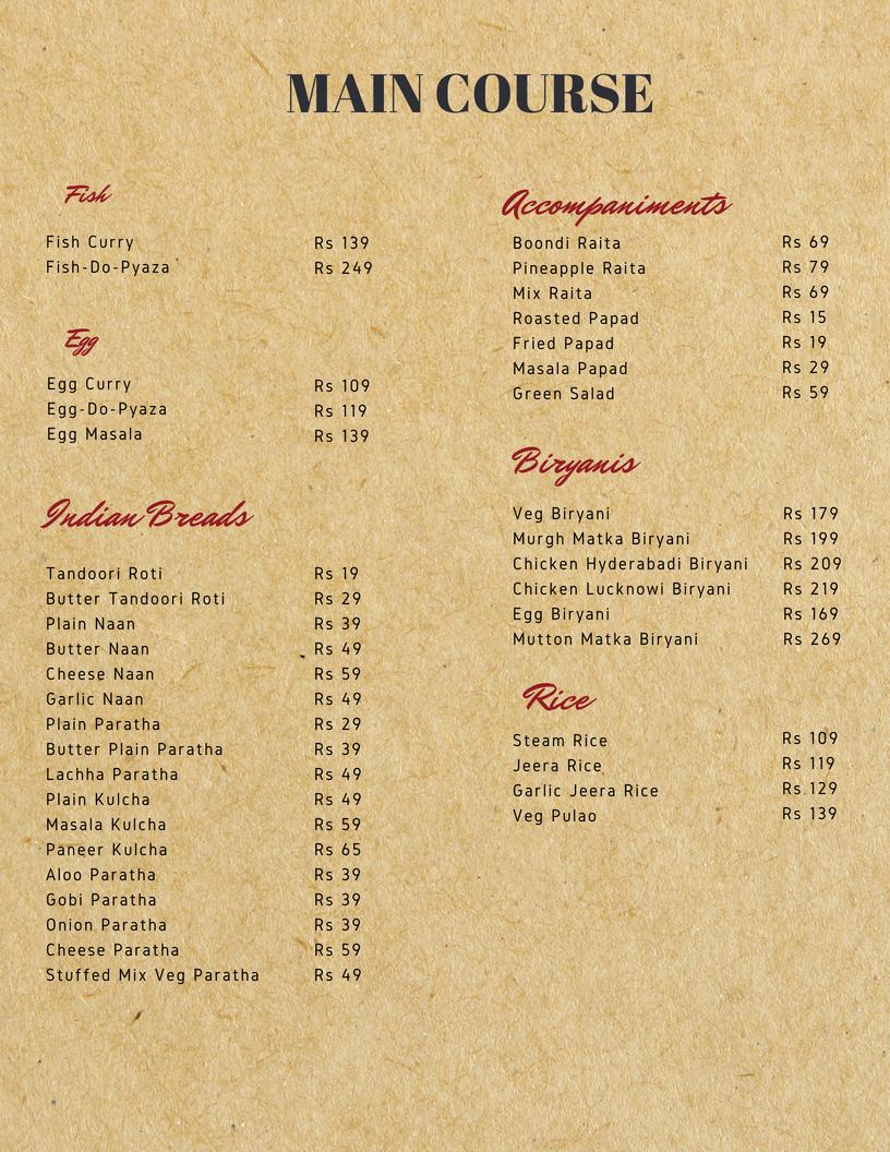 Menu at Jashn,The Restaurant, Ranchi