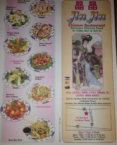 Menu at Jin Jin Chinese Restaurant, Crestview