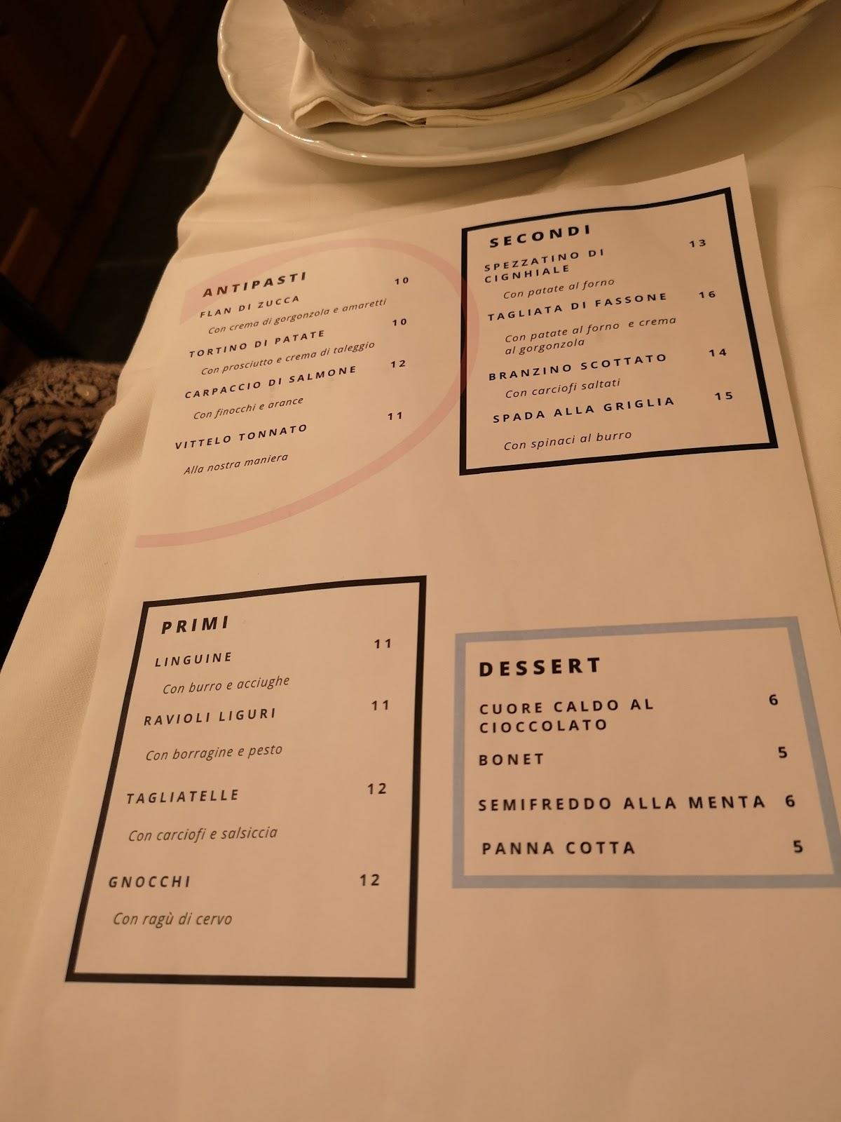 Menu da Ristorante La Volpe e L'Uva, Pecetto Torinese, Strada Valle Sauglio